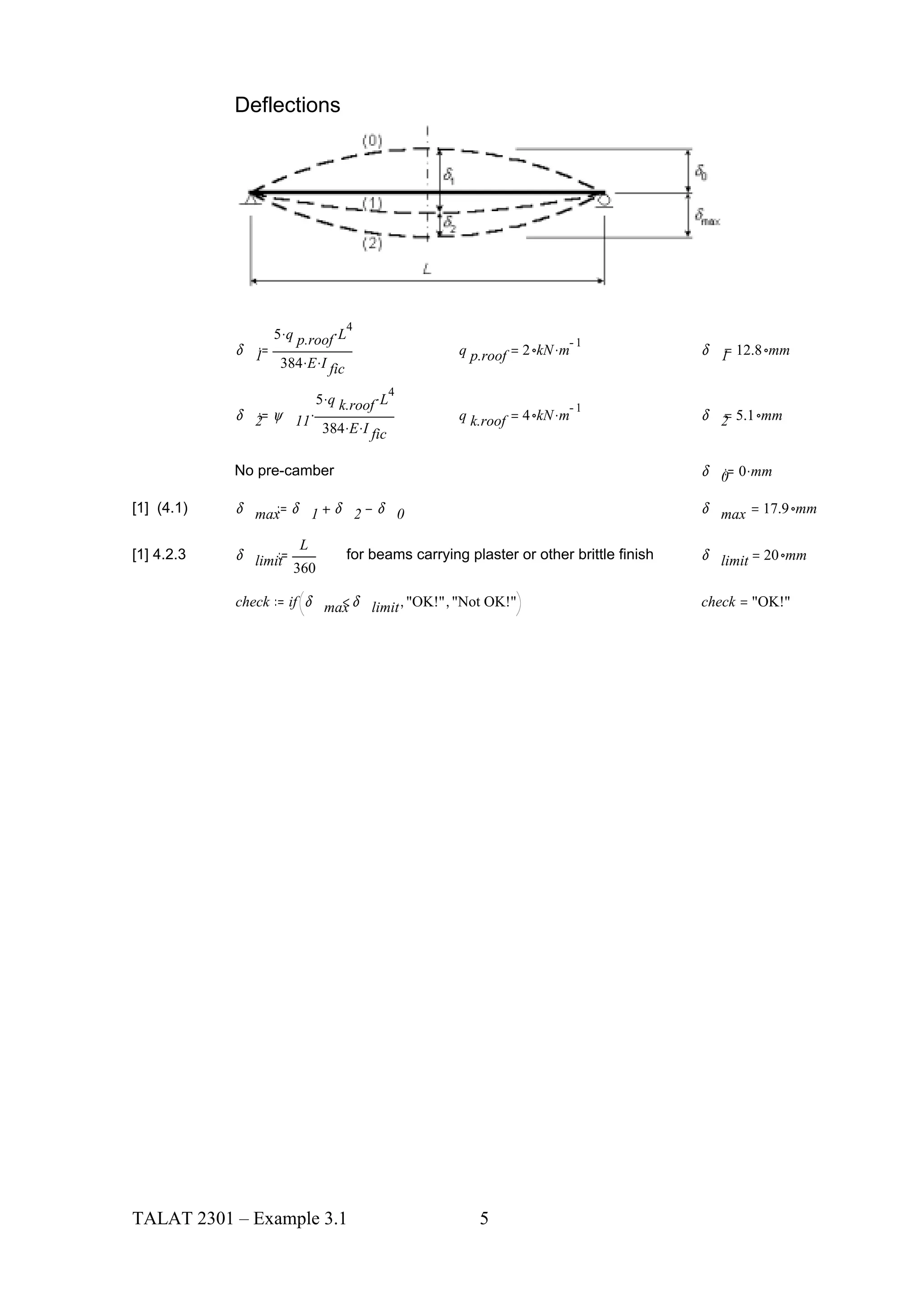TALAT Lecture 2301: Design of Members Example 3.1 Deflection of class 4 ...