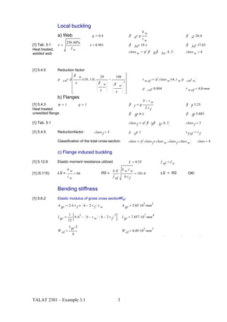 TALAT Lecture 2301: Design of Members Example 3.1 Deflection of class 4 ...