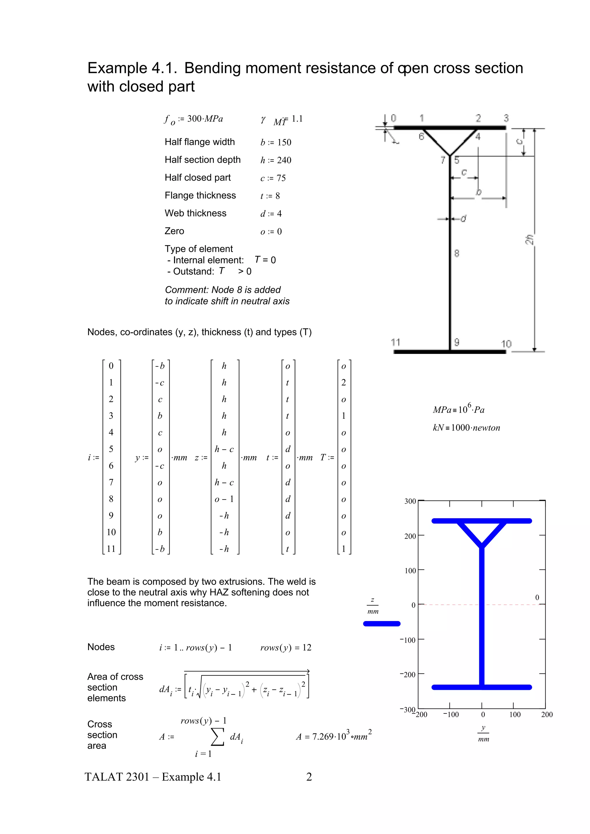 TALAT Lecture 2301: Design of Members Example 4.1: Bending moment ...