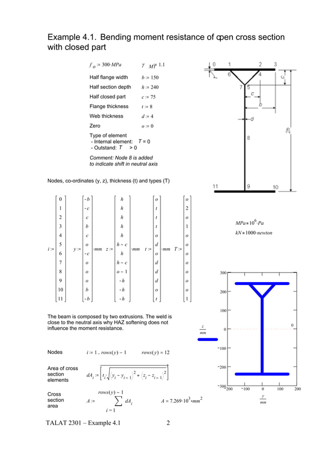 TALAT Lecture 2301: Design of Members Example 4.1: Bending moment ...