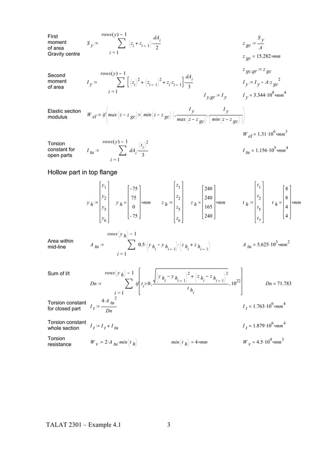 TALAT Lecture 2301: Design of Members Example 4.1: Bending moment ...