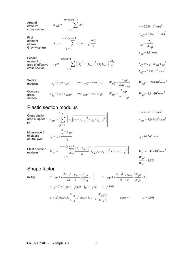 TALAT Lecture 2301: Design of Members Example 4.1: Bending moment ...