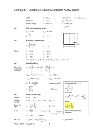 TALAT Lecture 2301: Design of Members Example 5.1: Axial force ...