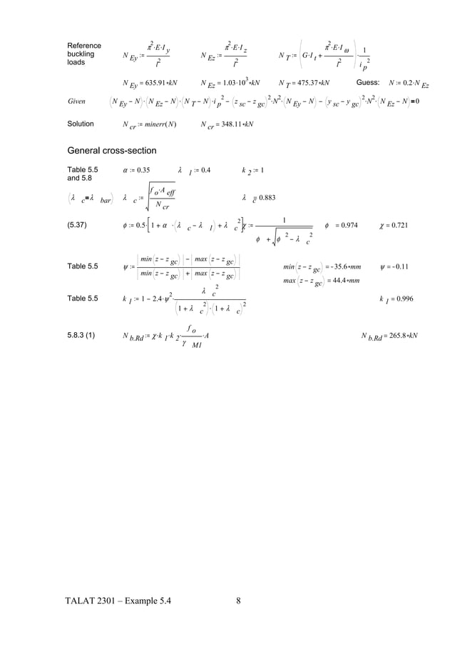 TALAT Lecture 2301: Design of Members Example 5.4: Axial force resistance of channel cross ...