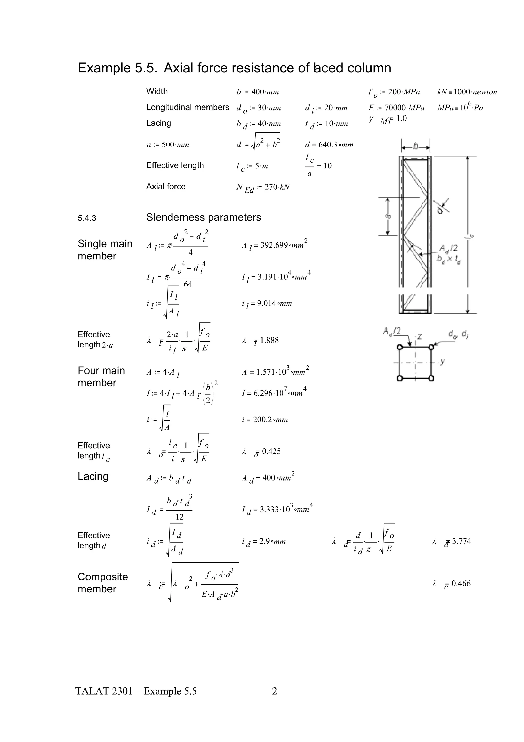 TALAT Lecture 2301: Design of Members Example 5.5: Axial force ...