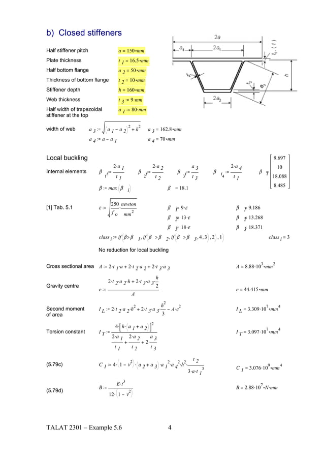 TALAT Lecture 2301: Design of Members Example 5.6: Axial force resistance of orthotropic plate ...