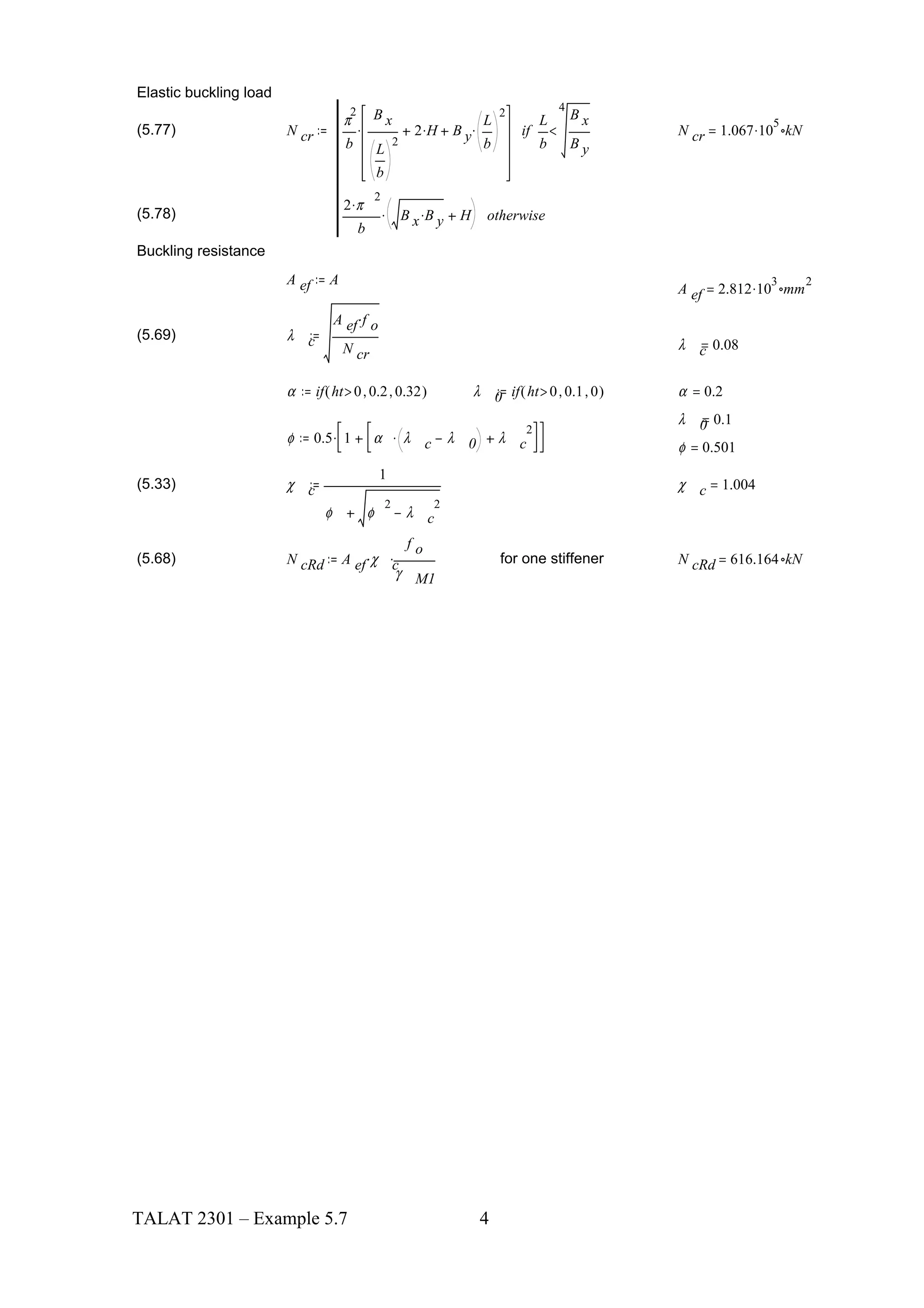 TALAT Lecture 2301: Design of Members Example 5.7: Axial force ...