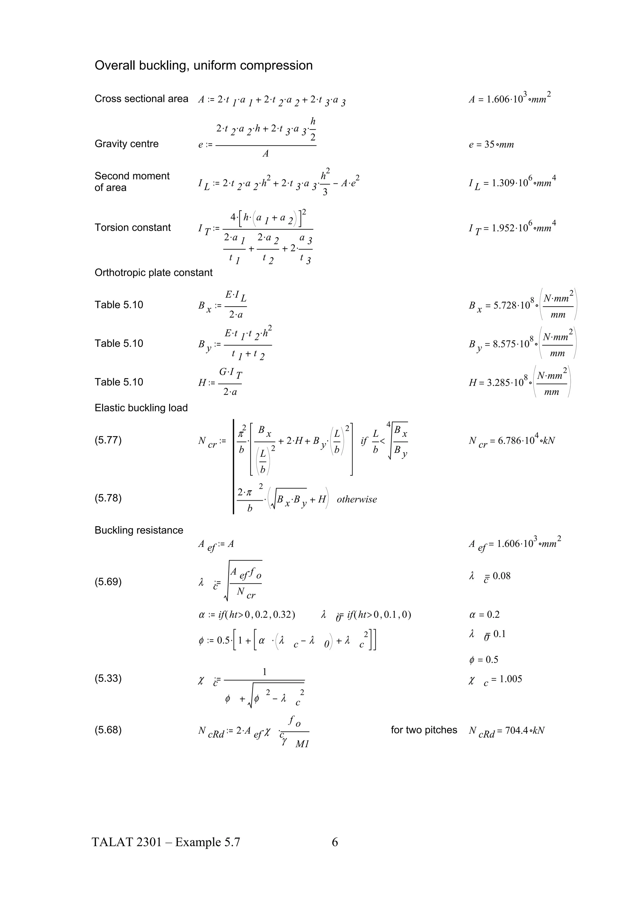 TALAT Lecture 2301: Design of Members Example 5.7: Axial force ...