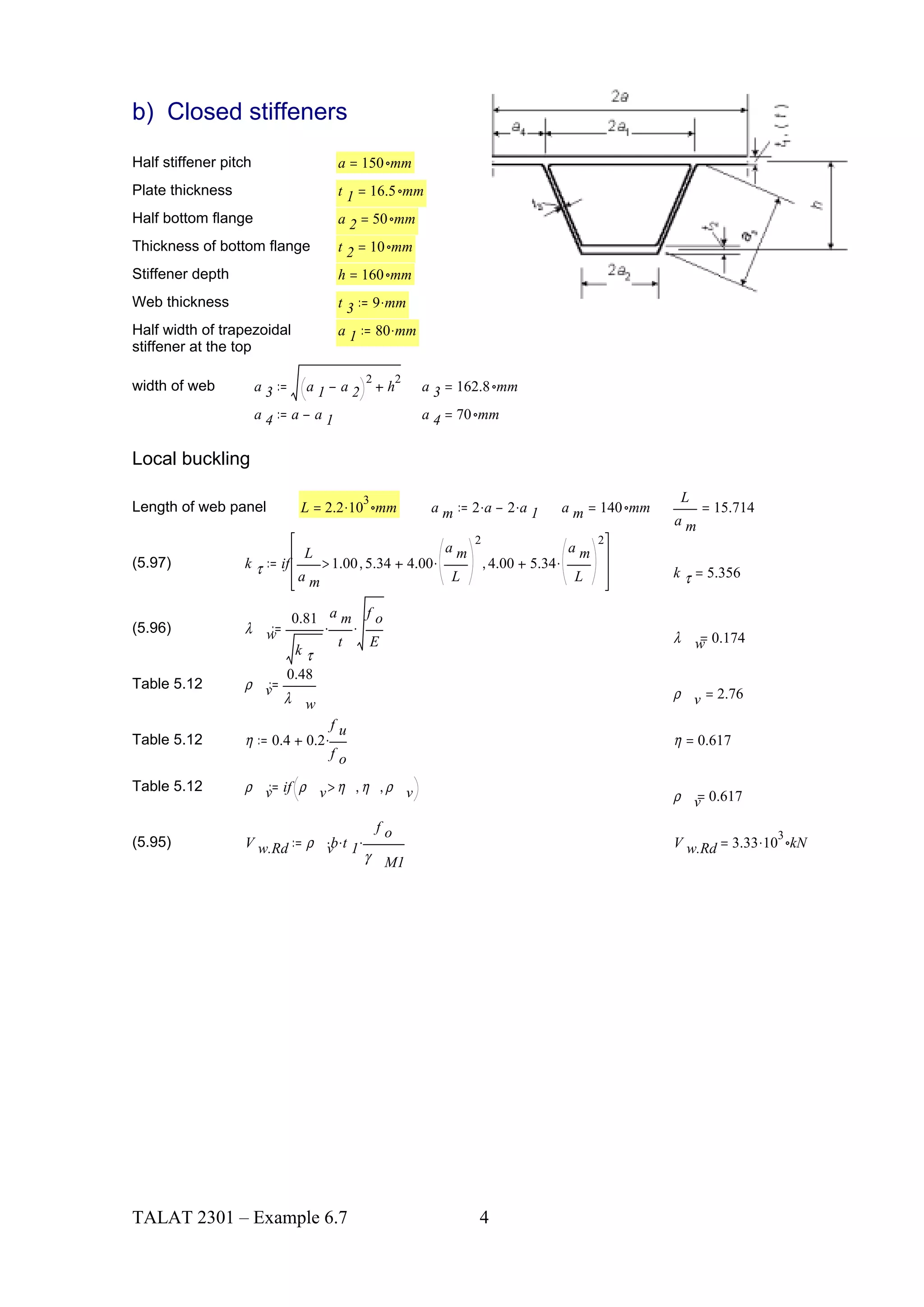 TALAT Lecture 2301: Design of Members Example 6.7: Shear force ...