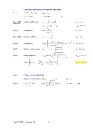 TALAT Lecture 2301: Design of Members Example 7.1: Concentrated force ...