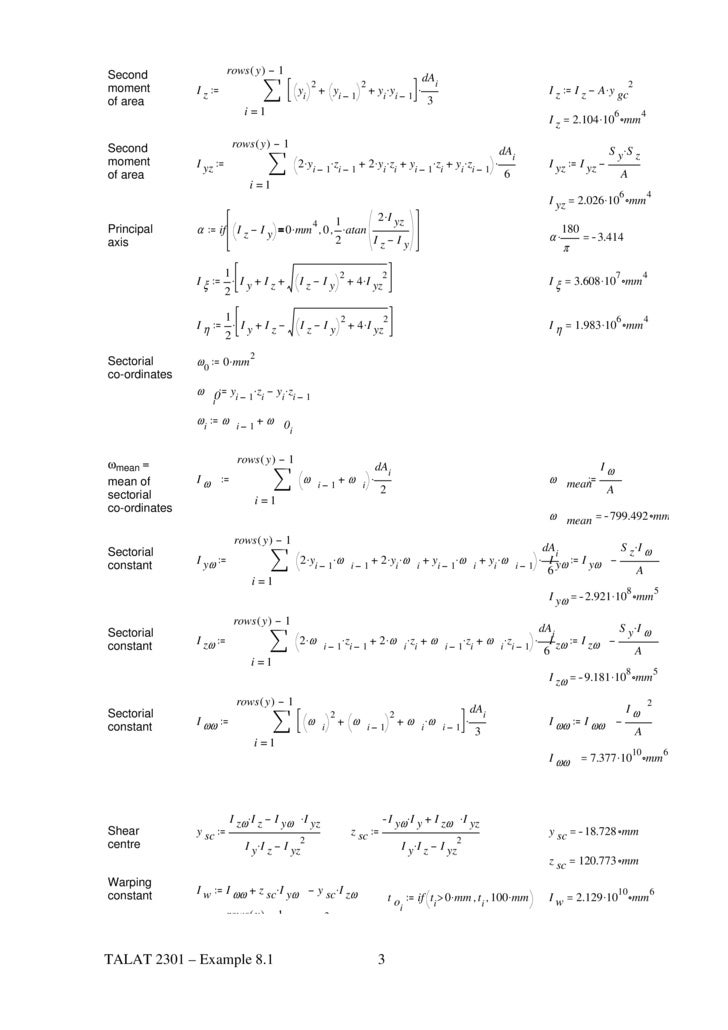 TALAT Lecture 2301: Design of Members Example 8.1: Torsion constants