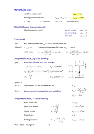 TALAT Lecture 2301: Design of Members Example 9.4: Beam-column with ...