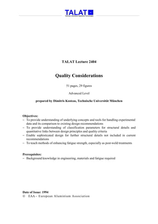 TALAT Lecture 2404: Quality Considerations | PDF