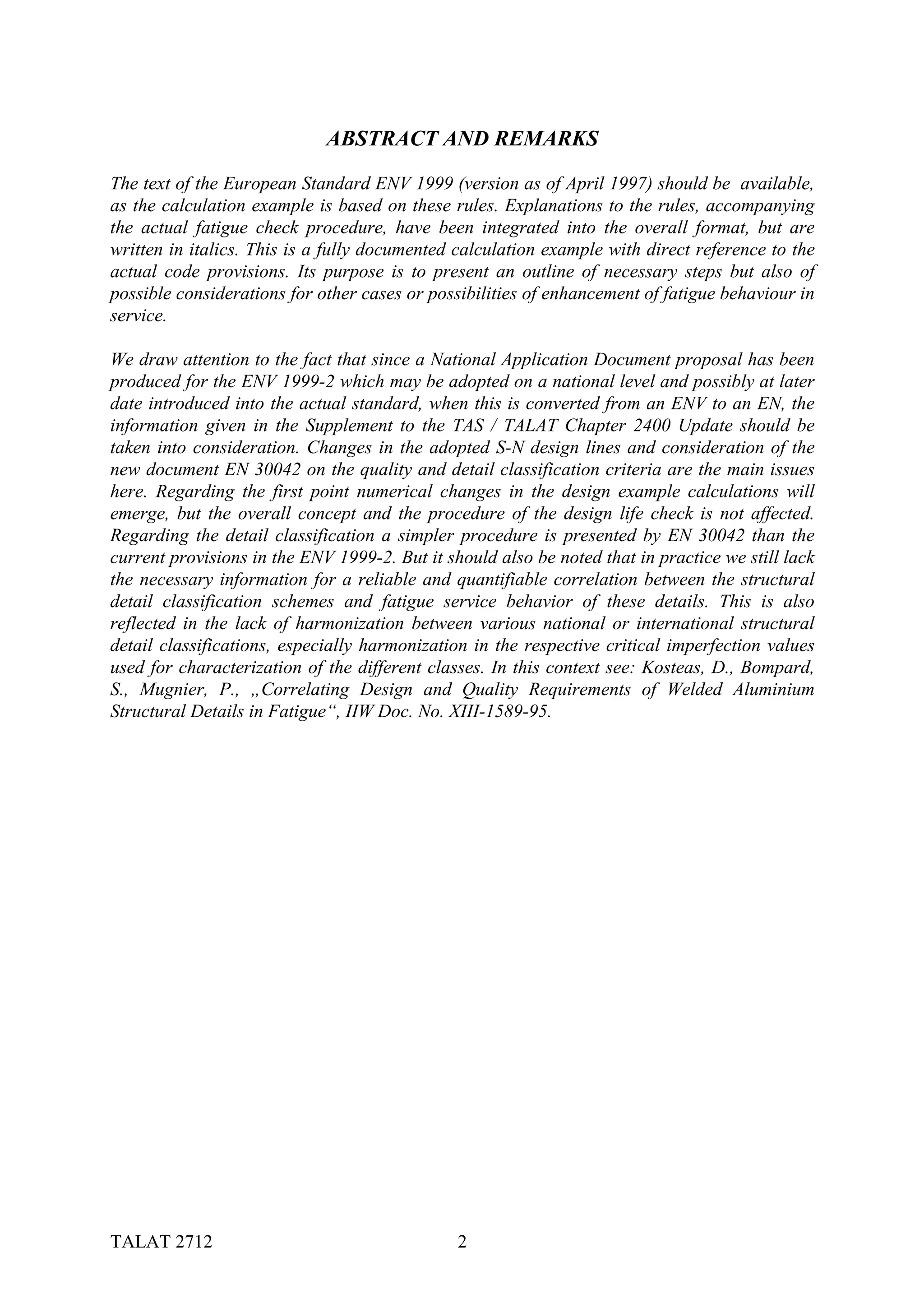 TALAT Lecture 2712: Design Example in Fatigue | PDF