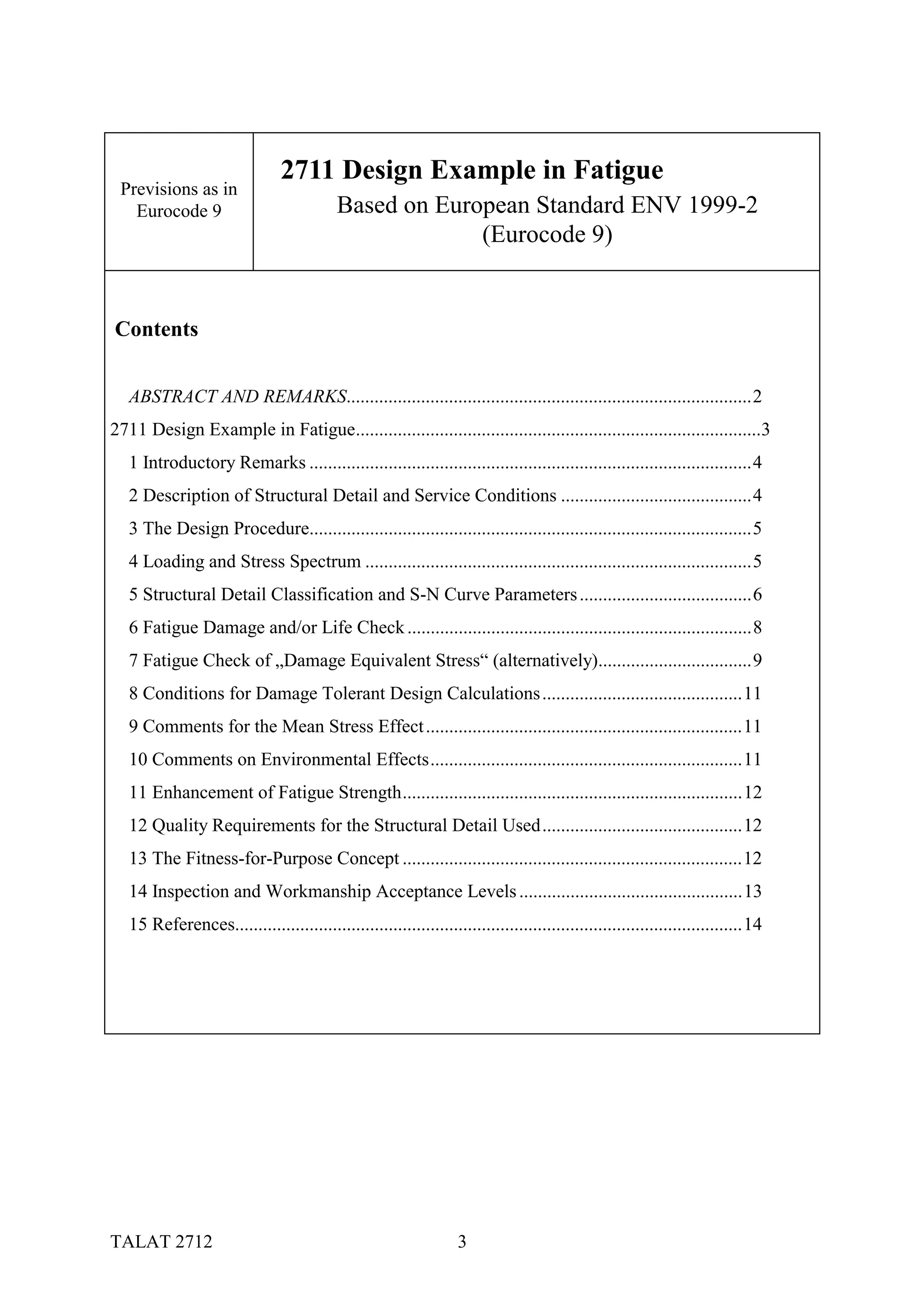 TALAT Lecture 2712: Design Example in Fatigue | PDF