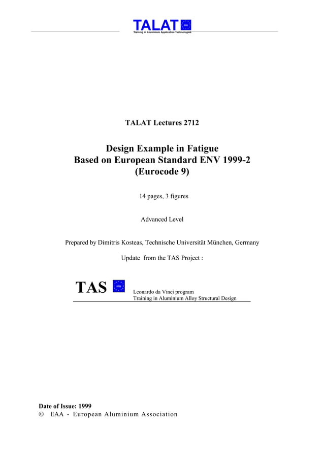TALAT Lecture 2712: Design Example in Fatigue | PDF | Science
