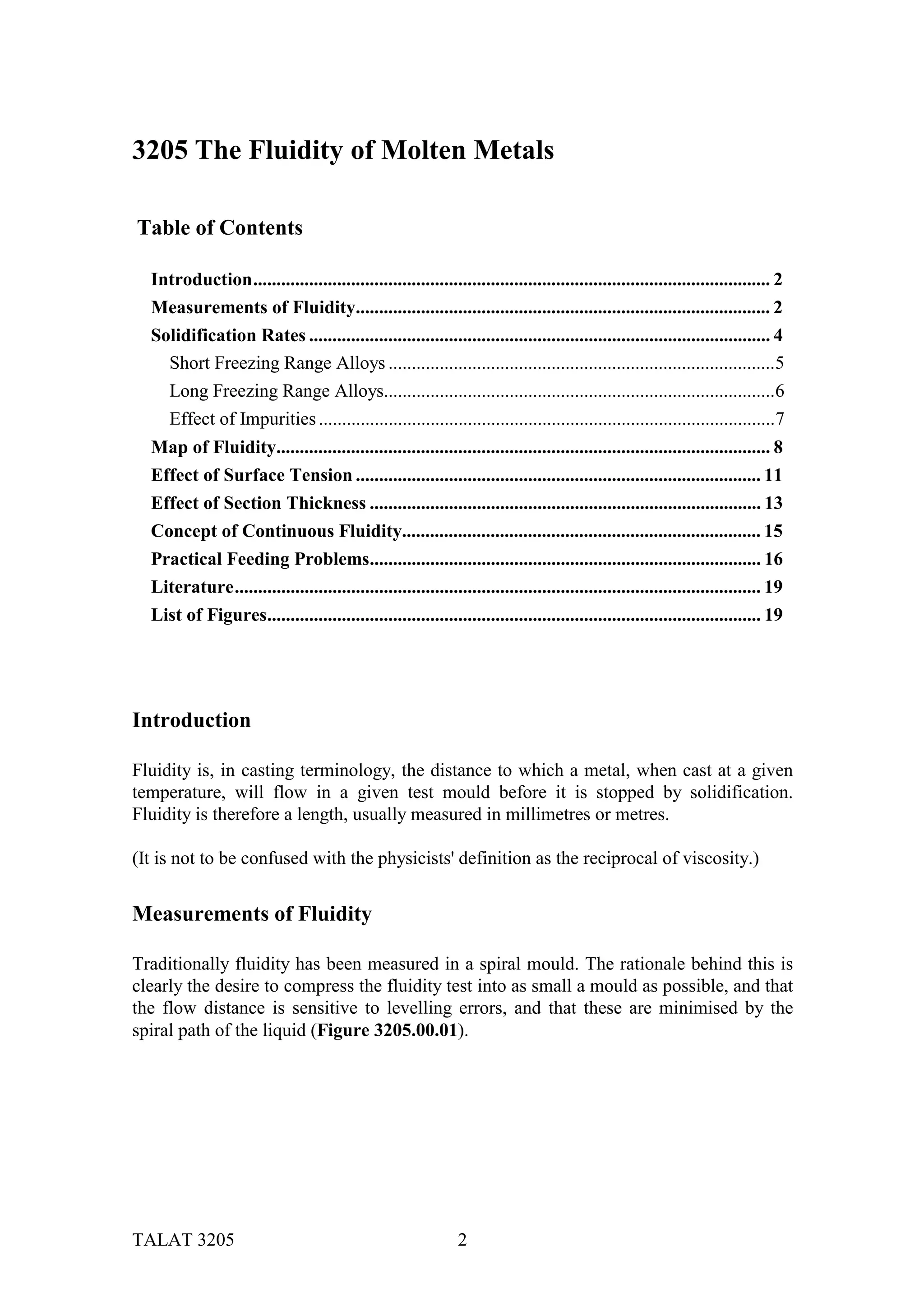 TALAT Lecture 3205: The Fluidity of Molten Metals | PDF
