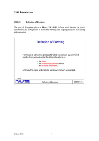 TALAT Lecture 3300: Fundamentals of Metal Forming | PDF