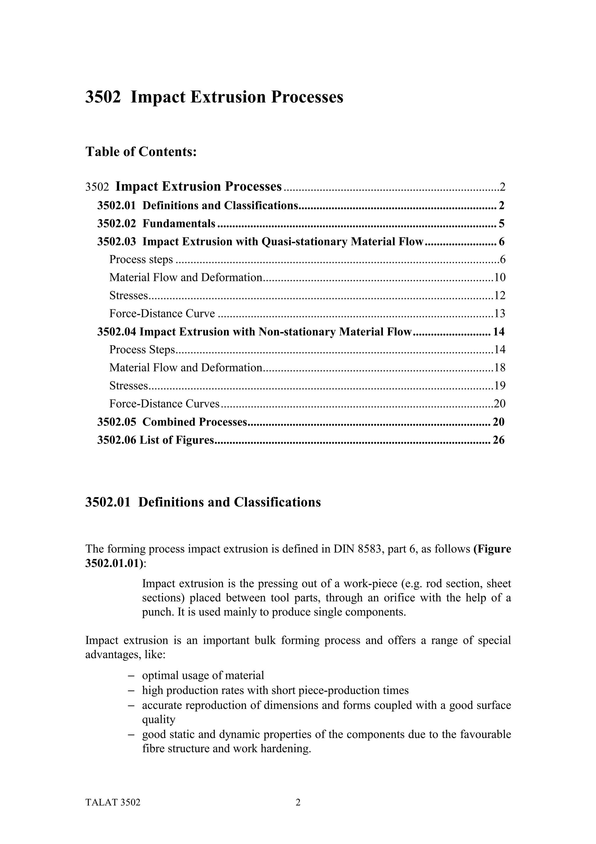 TALAT Lecture 3502: Impact Extrusion Processes | PDF