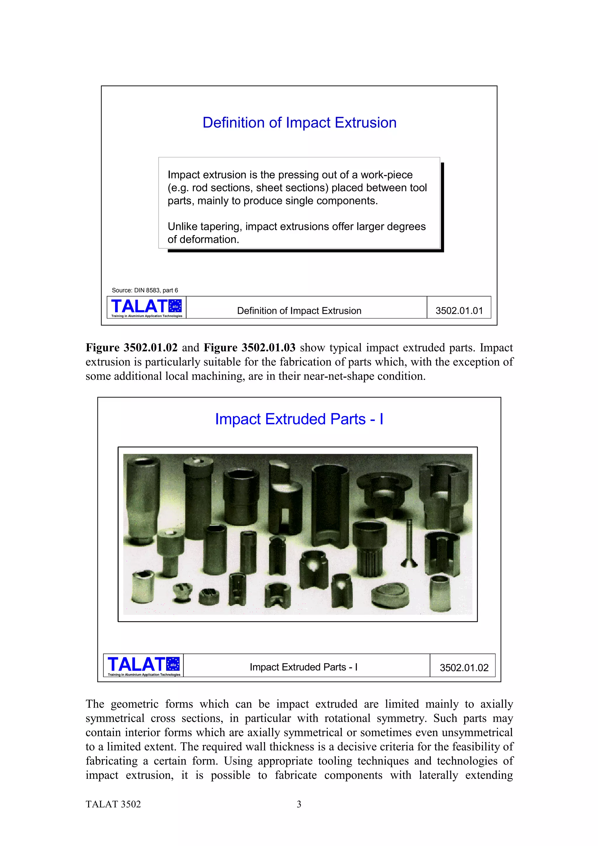 TALAT Lecture 3502: Impact Extrusion Processes | PDF