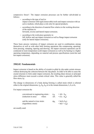 TALAT Lecture 3502: Impact Extrusion Processes | PDF