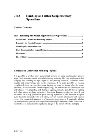 TALAT Lecture 3503: Finishing and other Supplementary Operations | PDF