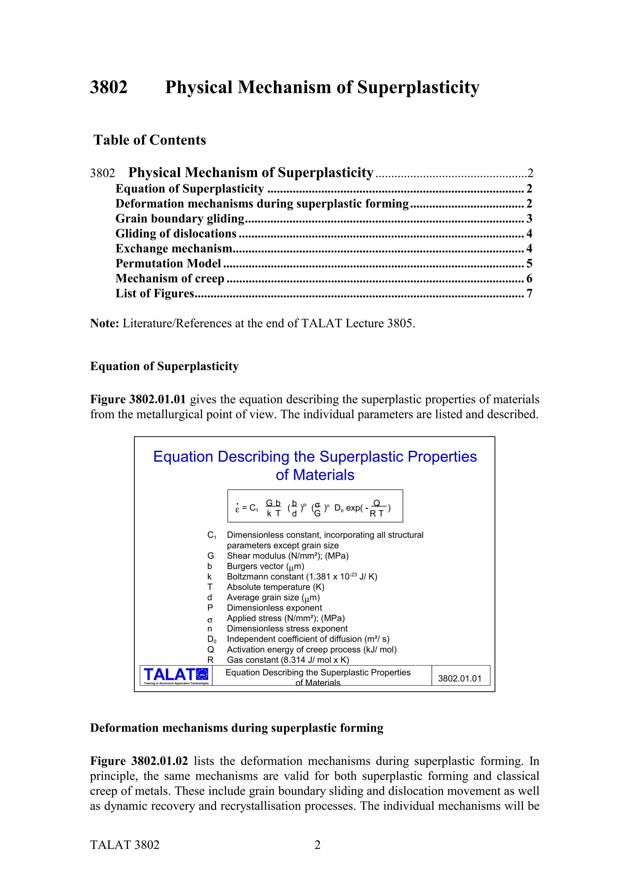 TALAT Lecture 3802: Physical Mechanism of Superplasticity | PDF