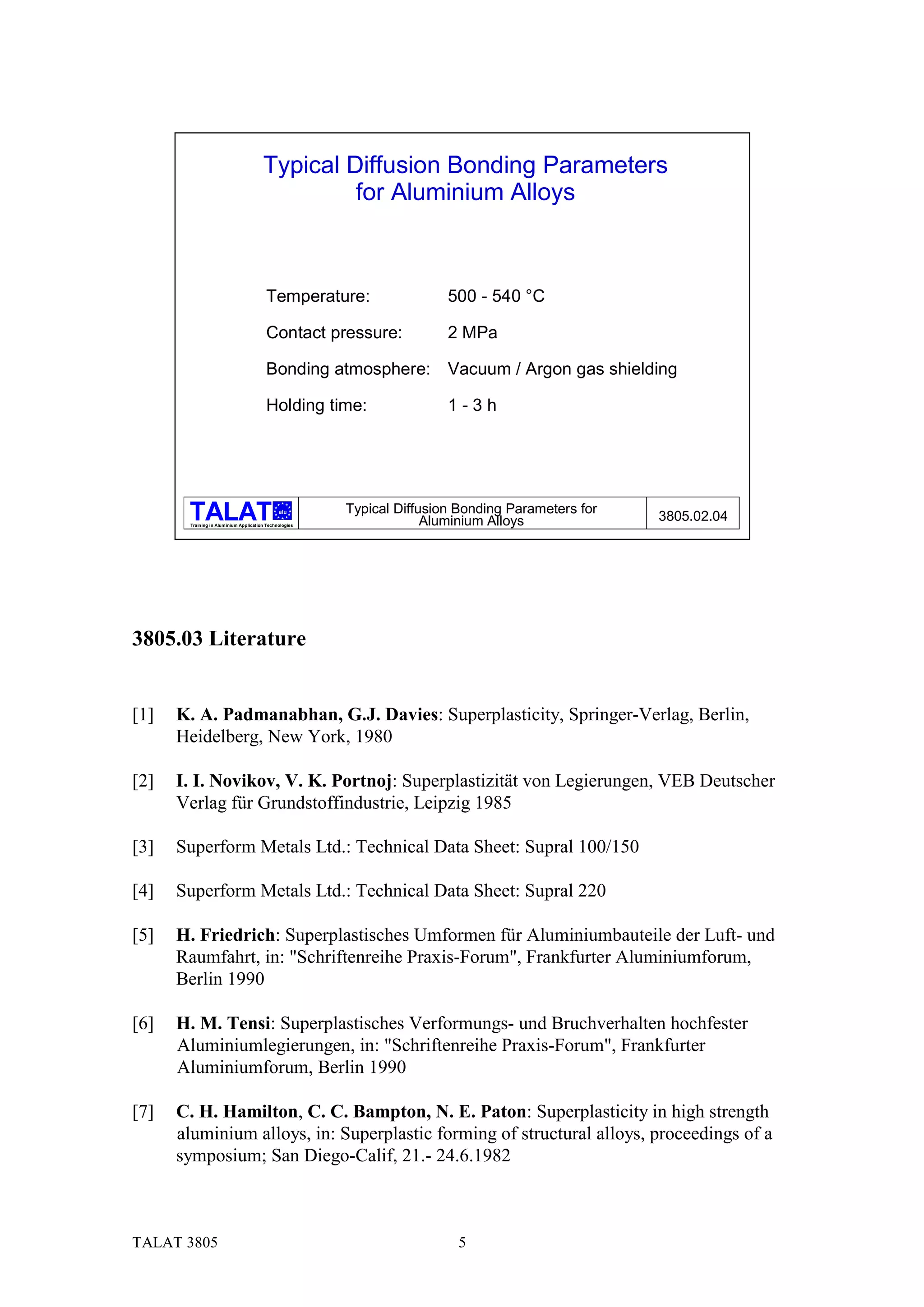 TALAT Lecture 3805: Combination of Superplastic Forming and Diffusion Bonding | PDF