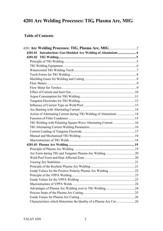 TALAT Lecture 4201: Arc welding processes: TIG, Plasma arc, MIG | PDF