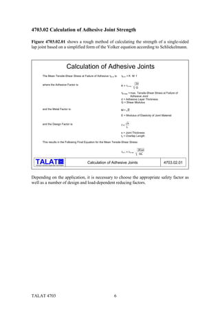 TALAT Lecture 4703: Design and Calculation of Adhesive Joints | PDF