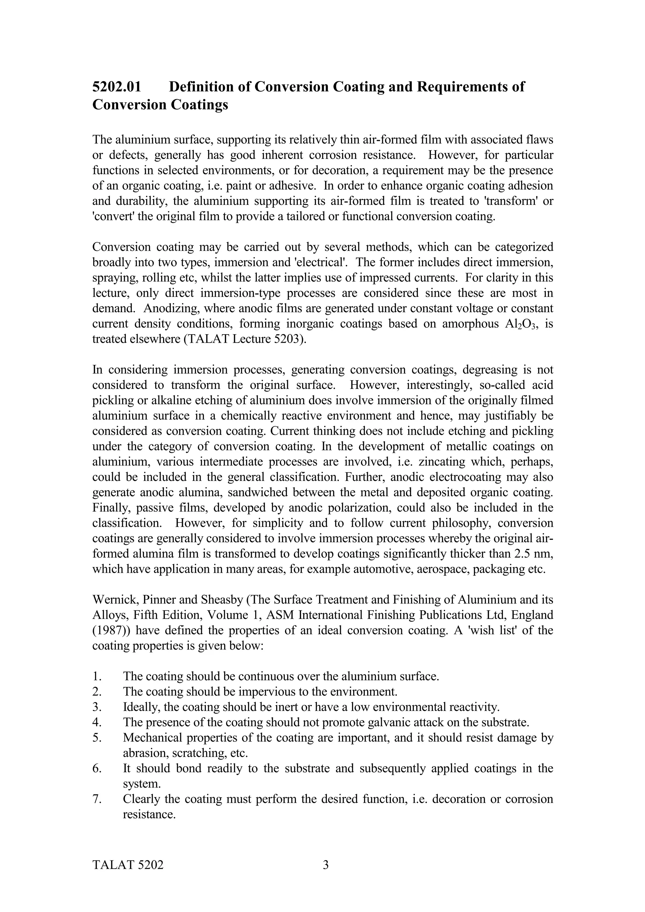 TALAT Lecture 5202: Conversion Coatings | PDF