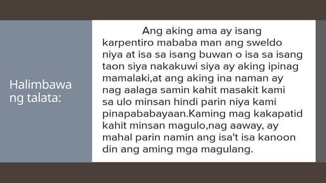 pOWER POINT SA ASIGNATURANG fILIPINO Talata.pptx