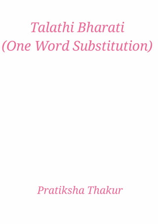 Talathi Bharati (One Word Substitution) | PDF