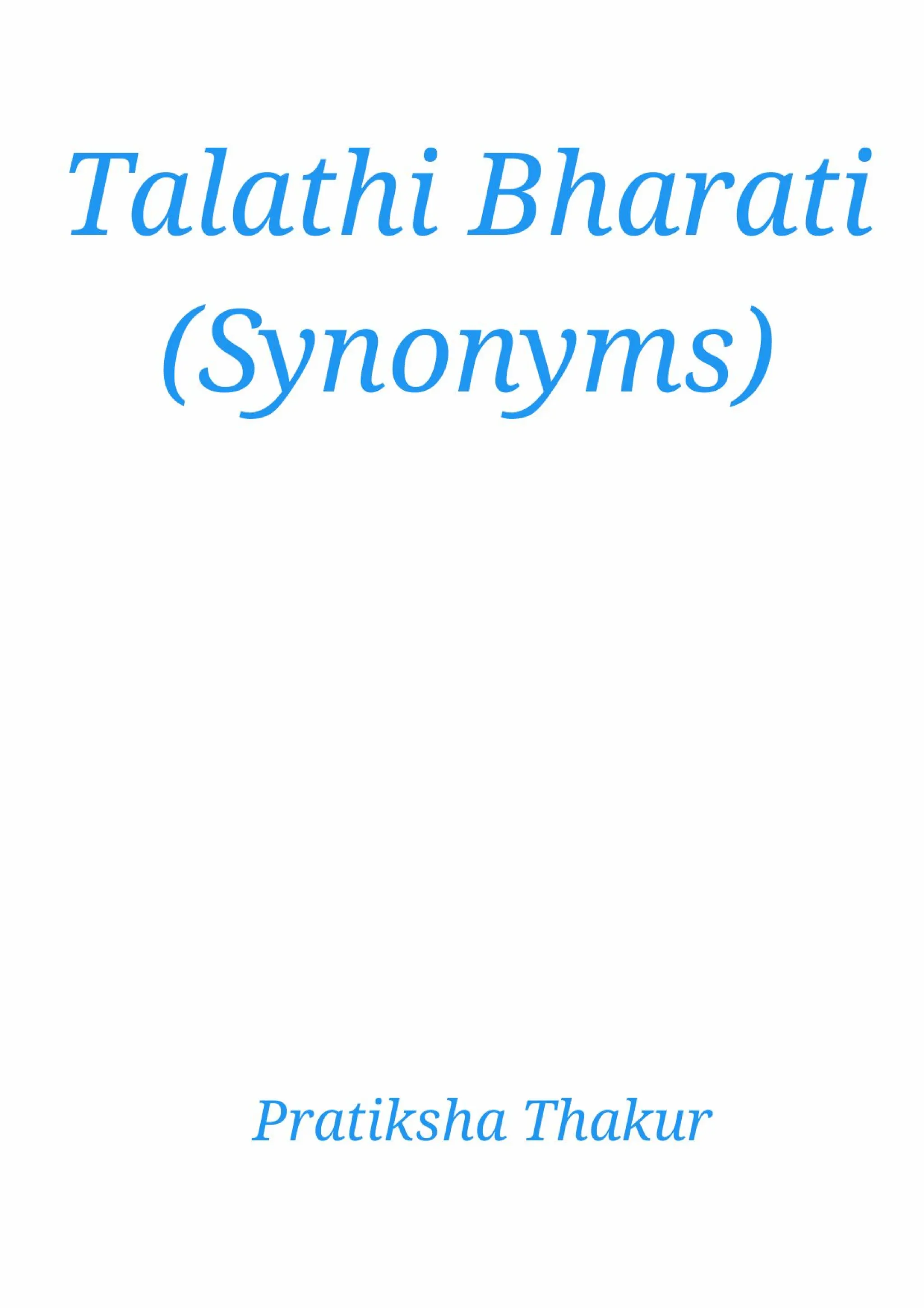 Talathi Bharati (Synonyms) | PDF