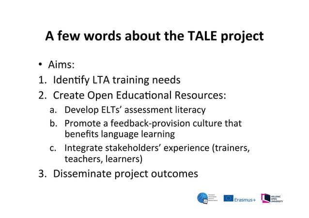 TALE Project Presentation - Greece - March 2016 | PDF