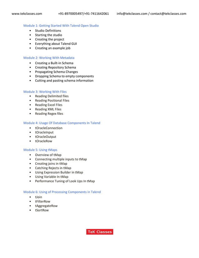 Talend Training | Talend OnlineTraining | PDF