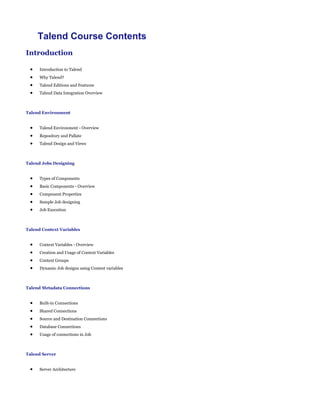 Talend online training | DOCX