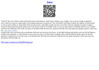 Talent | PPT