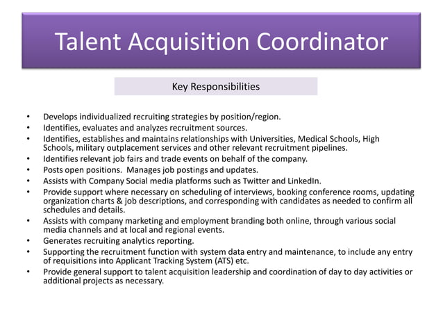 Talent acquisition coordinator workflow | PPTX