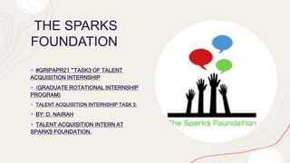 Talent acquisition intern task 3 ; gripapr21 at sparks foundation | PPT