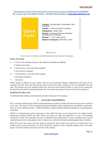 TALENT ACQUISITION PROCEDURE OF HR PROCESS: A CASE OF HCL INFOSYSTEM ...