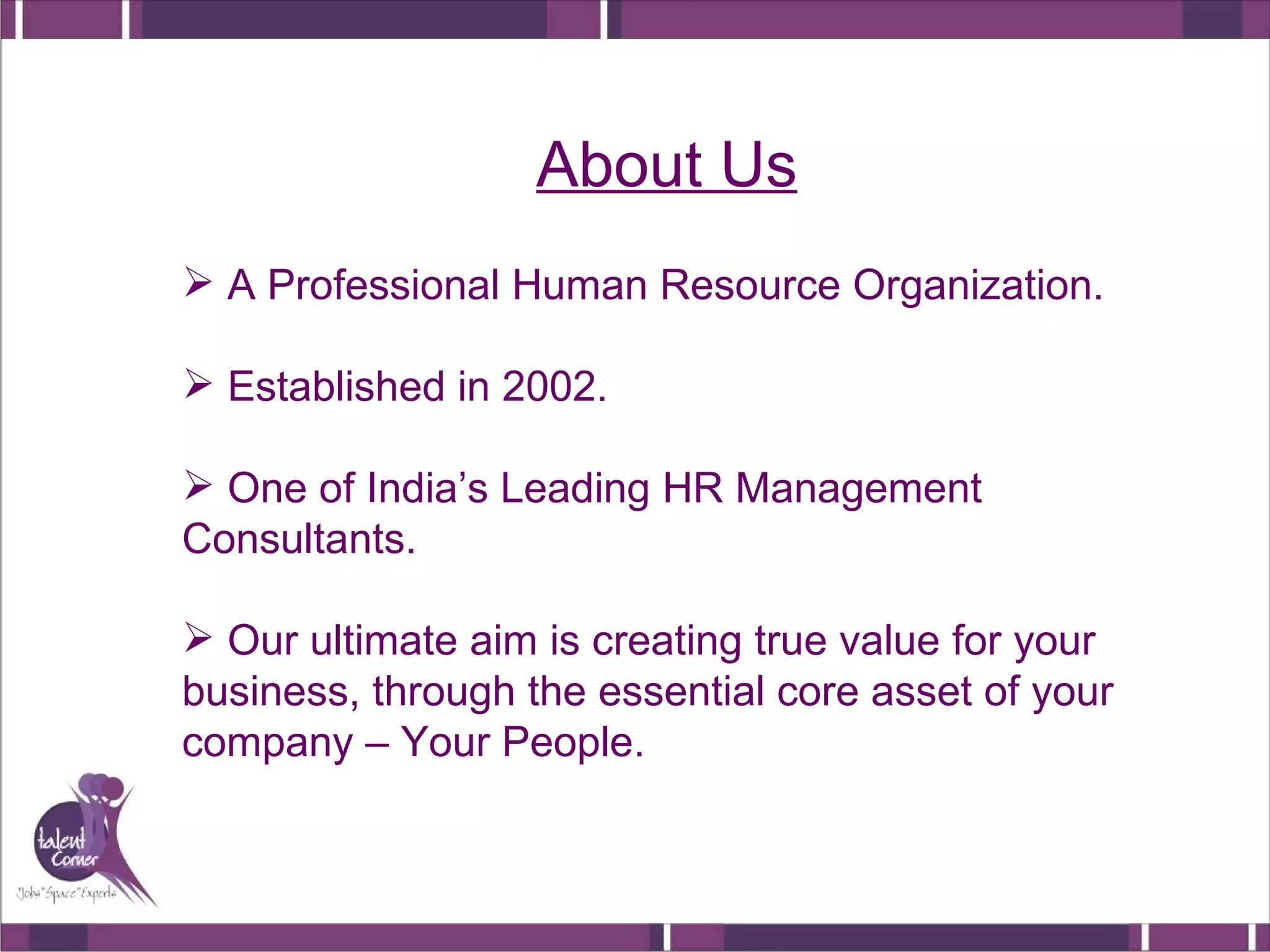 Talent Corner Hr Services Pvt Ltd. | PPT