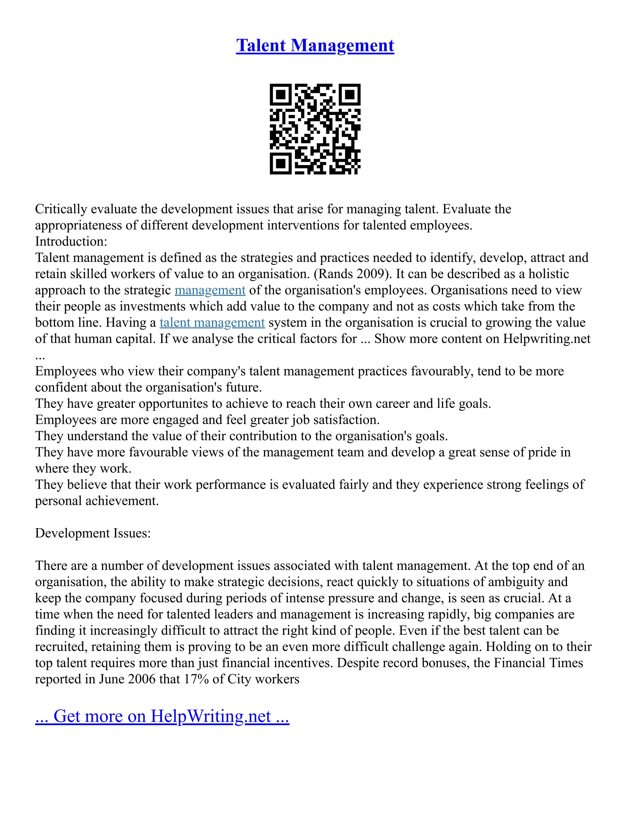 Talent Management | PDF