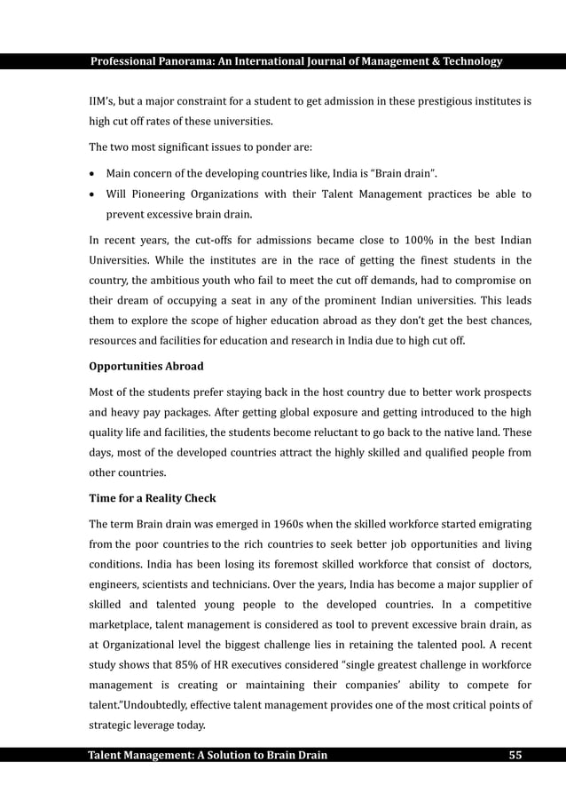 Talent management a solution to brain drain | PDF | Human Resources ...