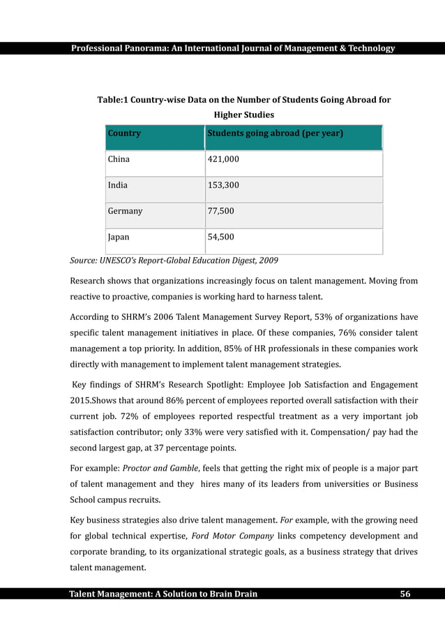 Talent management a solution to brain drain | PDF | Human Resources ...