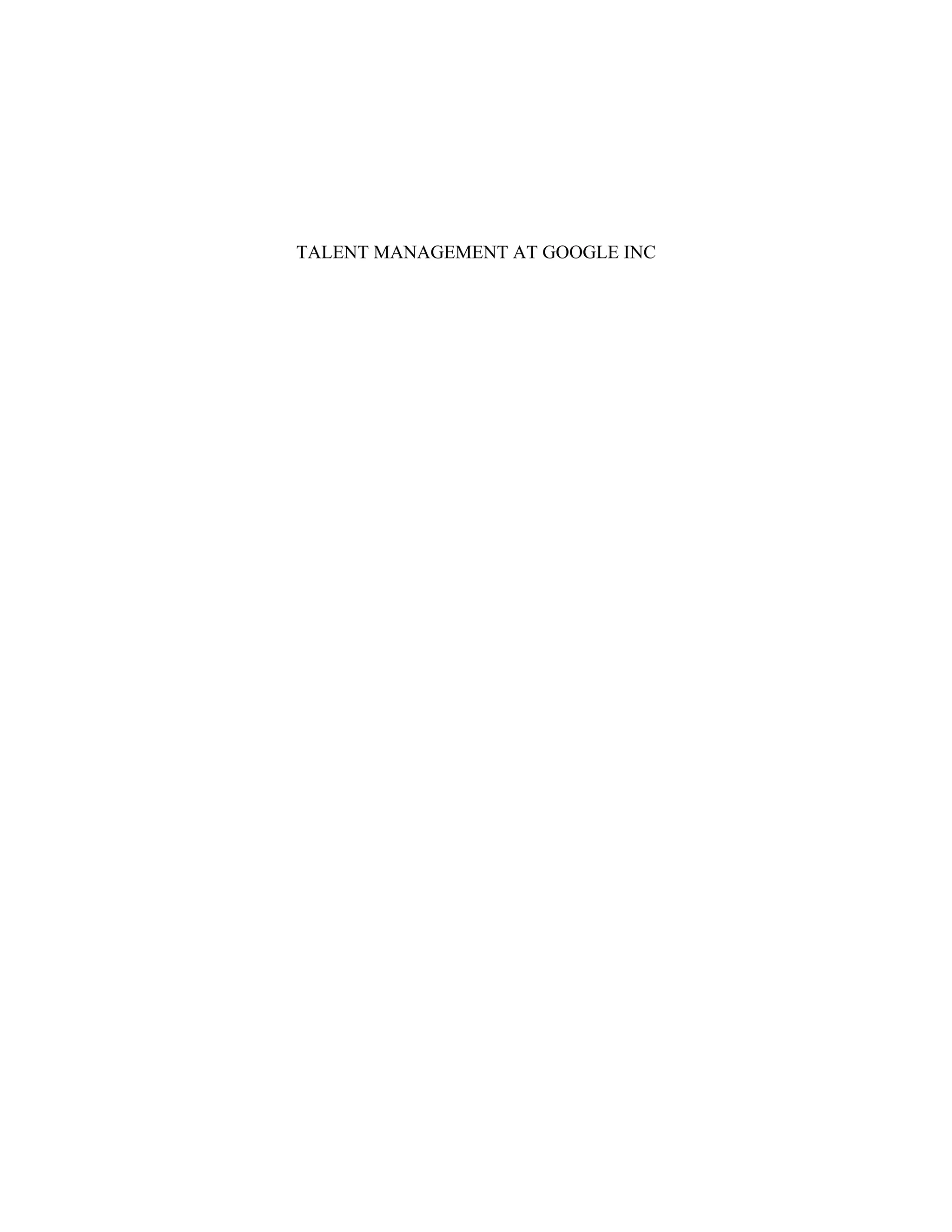 Talent management at google inc | DOC