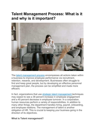 Talent Management Process: What is it and why is it important? | PDF