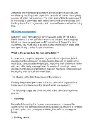 Talent Management Process: What is it and why is it important? | PDF