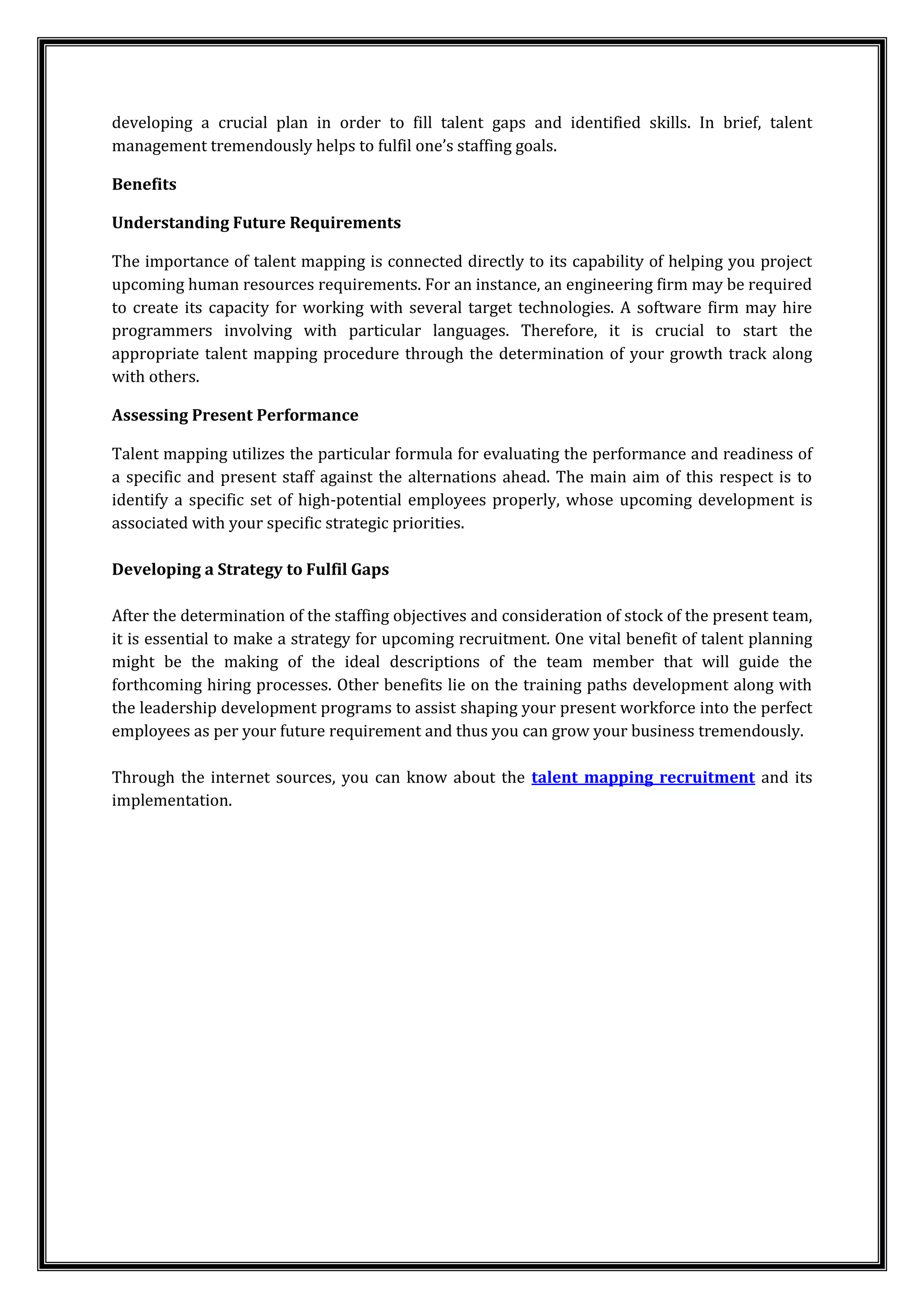 Talent Mapping –Overview and Benefits | PDF
