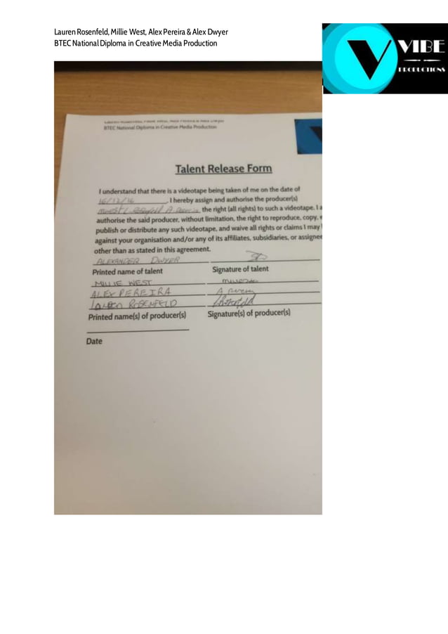 Talent releaseform | DOCX